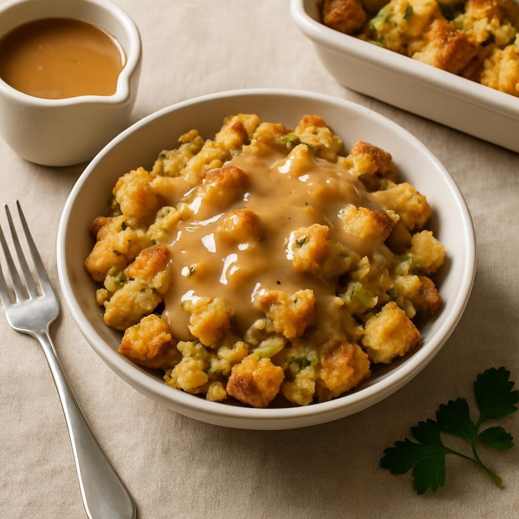 Calories in Cornbread Stuffing with Gravy and Nutrition Facts